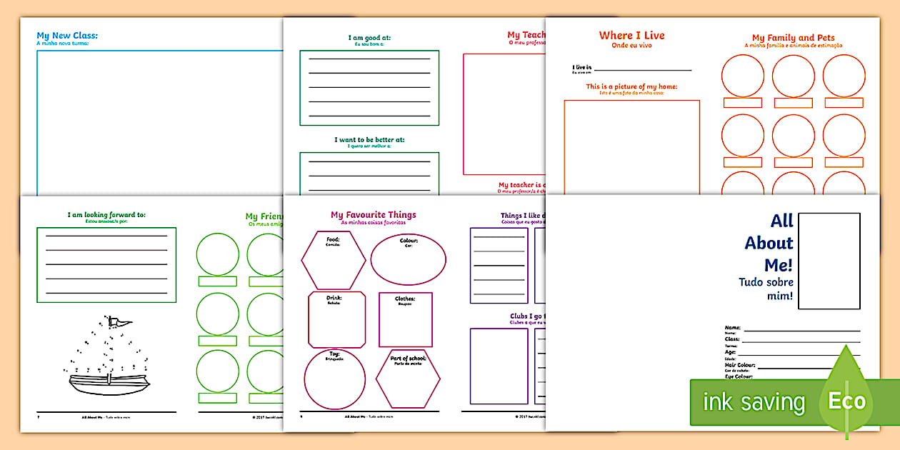 All About Me KS1 Activity Booklet English/Portuguese