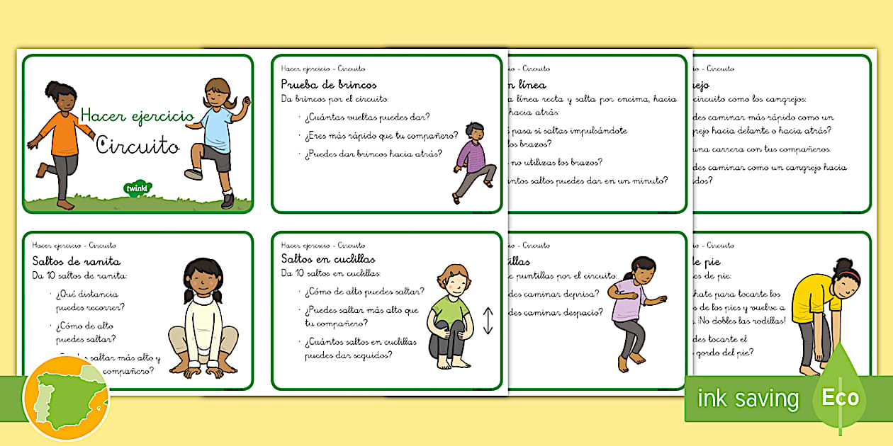 Juego de tarjetas: Circuito para hacer ejercicio - Twinkl