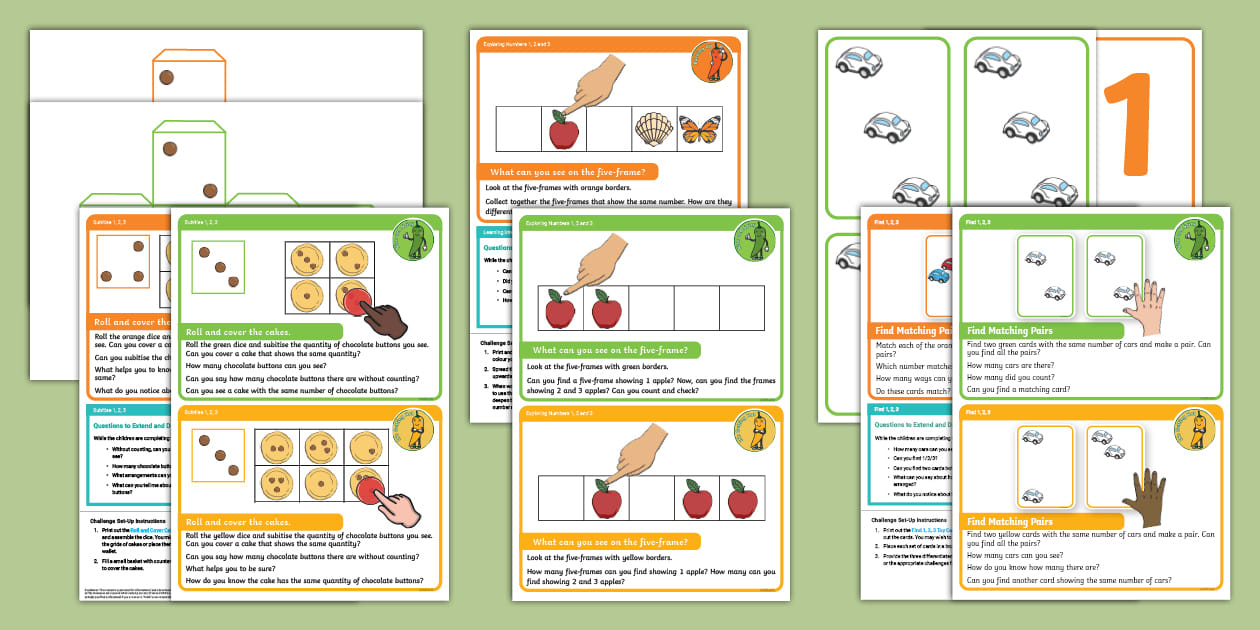 👉 Find, Subitise and Represent 1, 2, 3 Chilli Challenges Pack