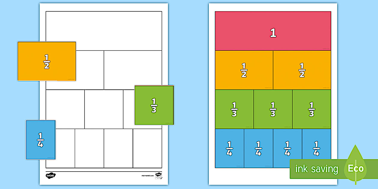 Black and White F-2 Fractions Wall Cut and Stick Worksheet