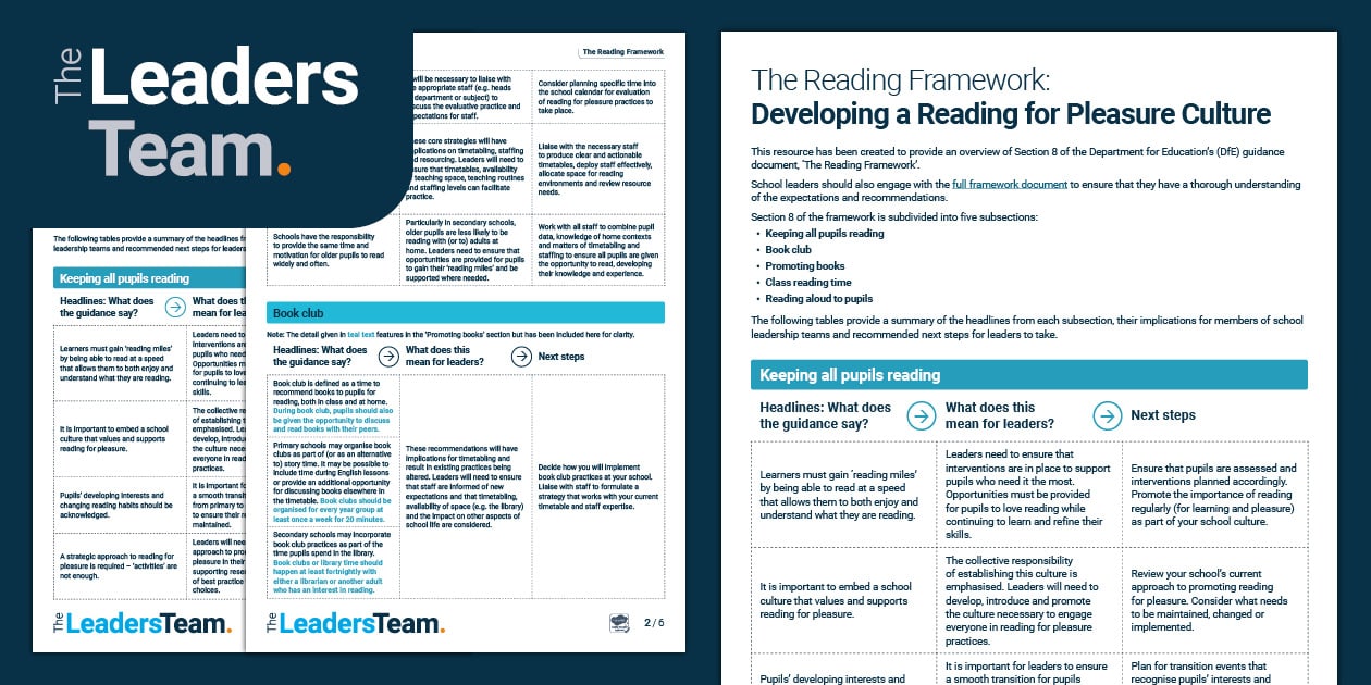 The Reading Framework: Developing a Reading for Pleasure Culture