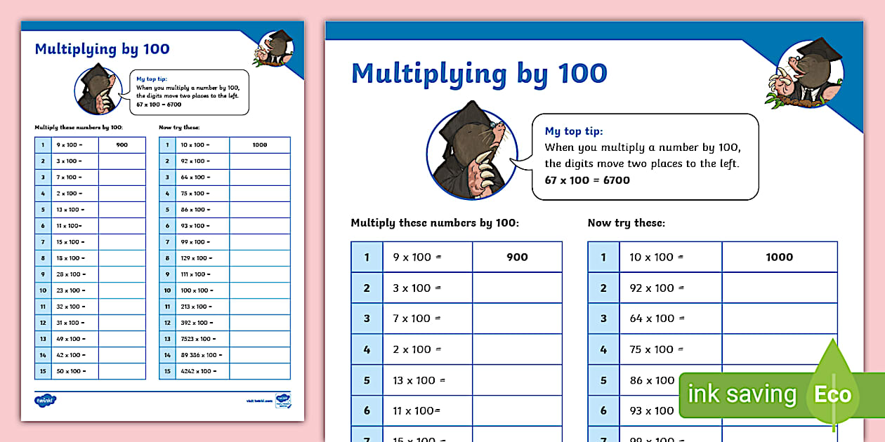 Multiplying by 100 (teacher made) - Twinkl