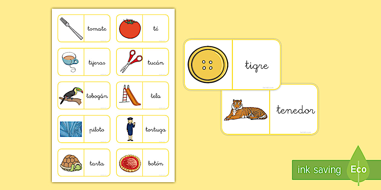 Dominos: La letra T (Hecho por educadores) - Twinkl