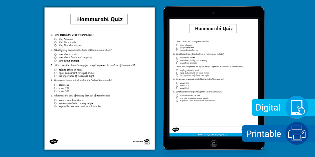 Sixth Grade Hammurabi Quiz