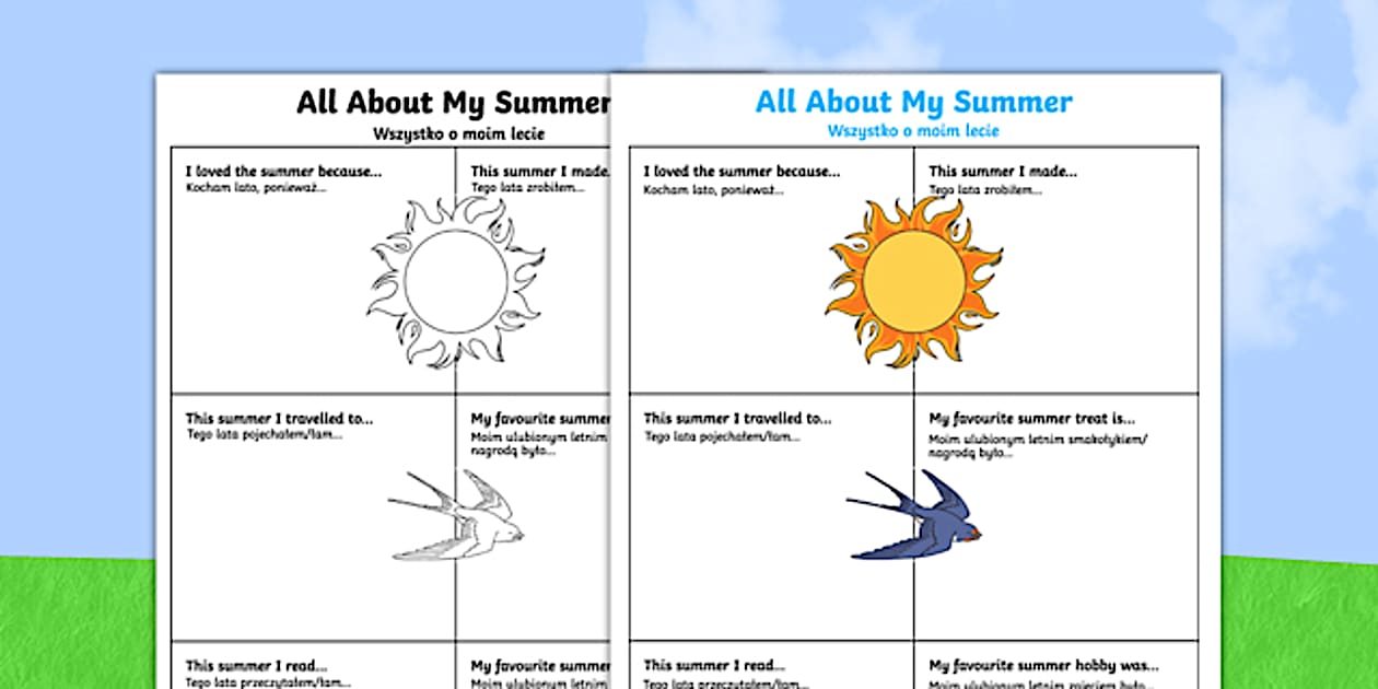 All About My Summer Worksheet / Worksheet Polish - Twinkl