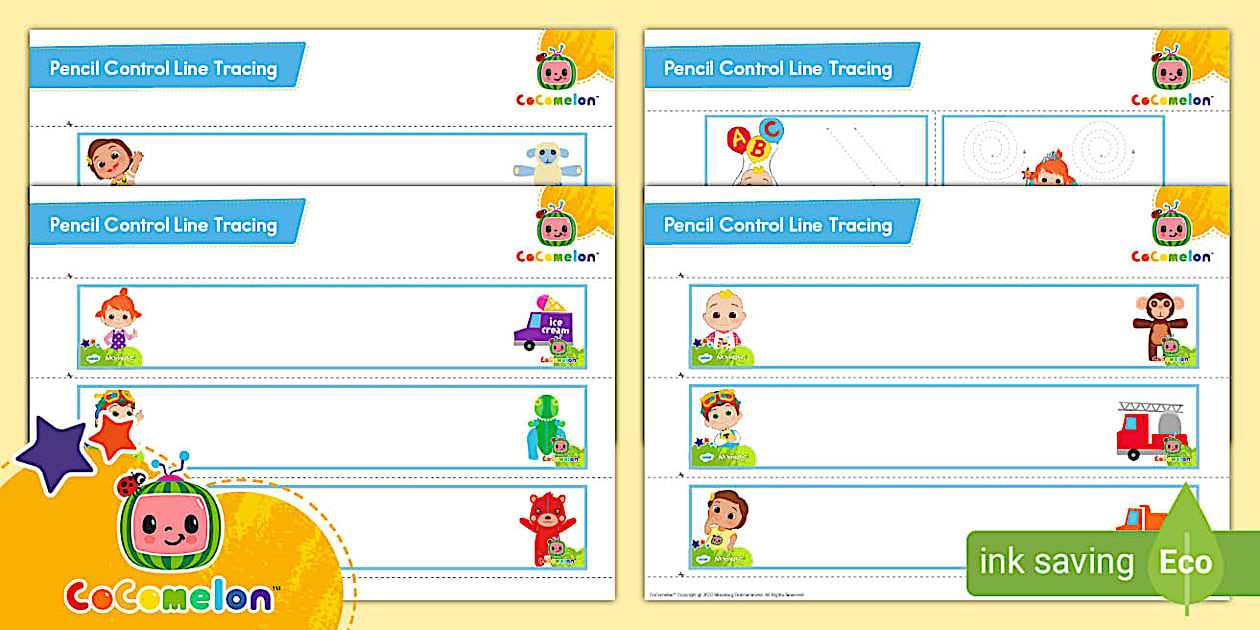 FREE! - CoComelon Fine Motor Skills Tracing Cards - EYLF - Twinkl