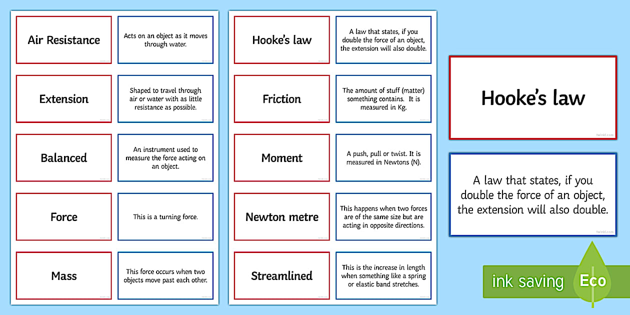 Forces Pairs Glossary Activity (teacher made) - Twinkl