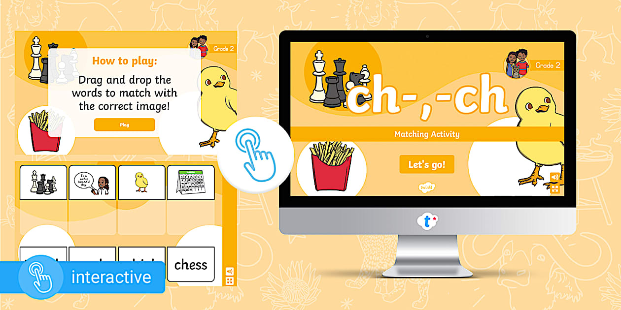 Grade 2 Phonics: ch-, -ch Interactive Go! Game - Twinkl