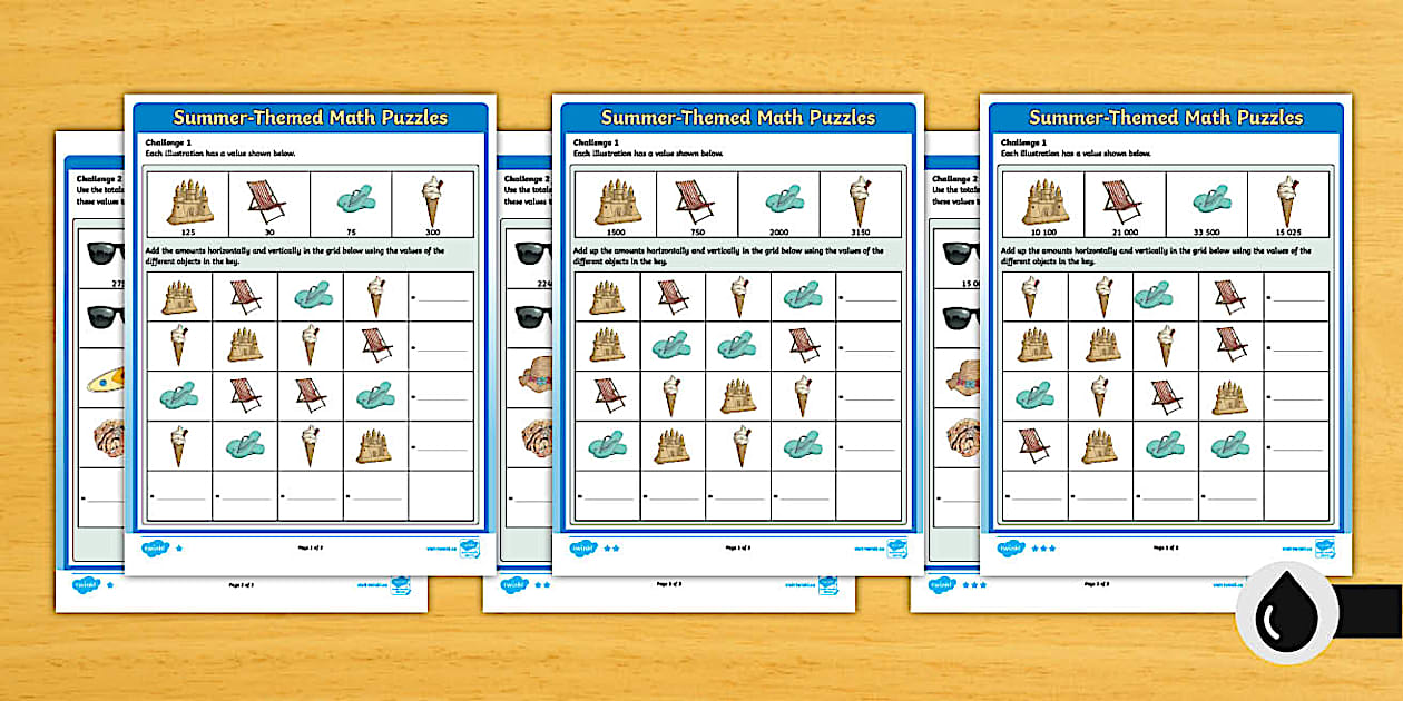 Summer-Themed Math Puzzles (teacher made) - Twinkl