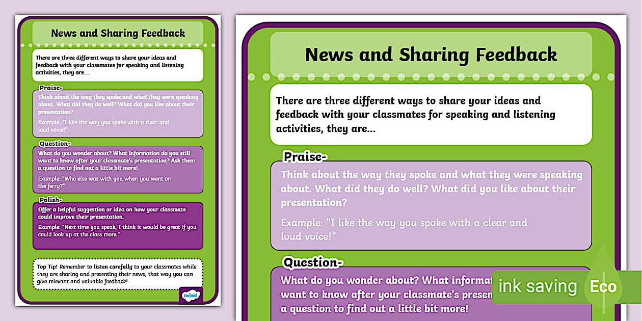 News and Sharing Feedback Display Poster | F-2 | Twinkl