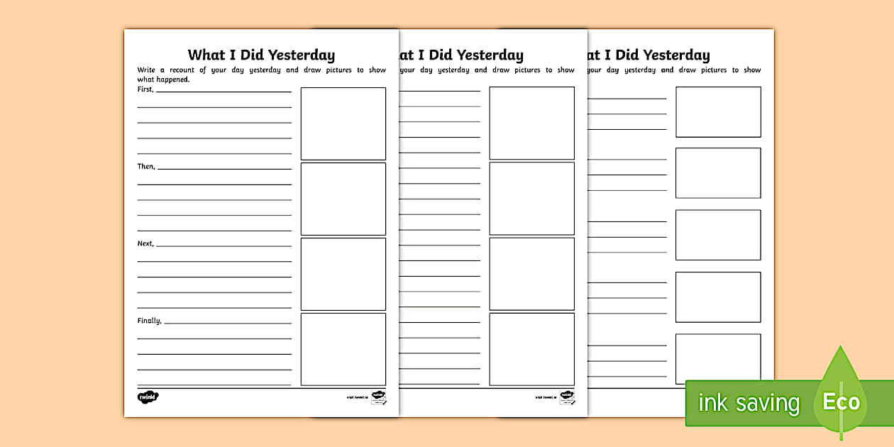 What I Did Yesterday Recount Writing Activities - Twinkl