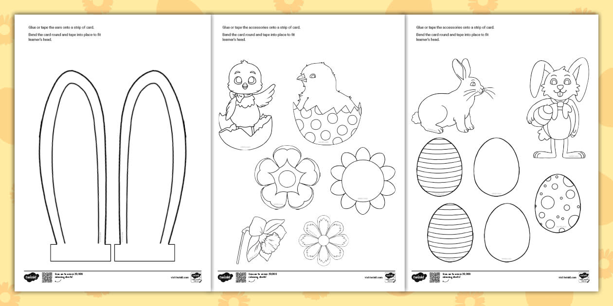 Easter Bonnet Ideas -Colouring Accessories (Black and White)