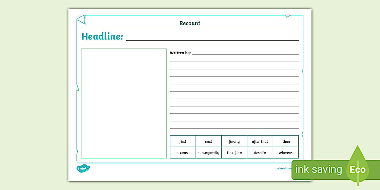 Recount Newspaper Template (teacher made) - Twinkl