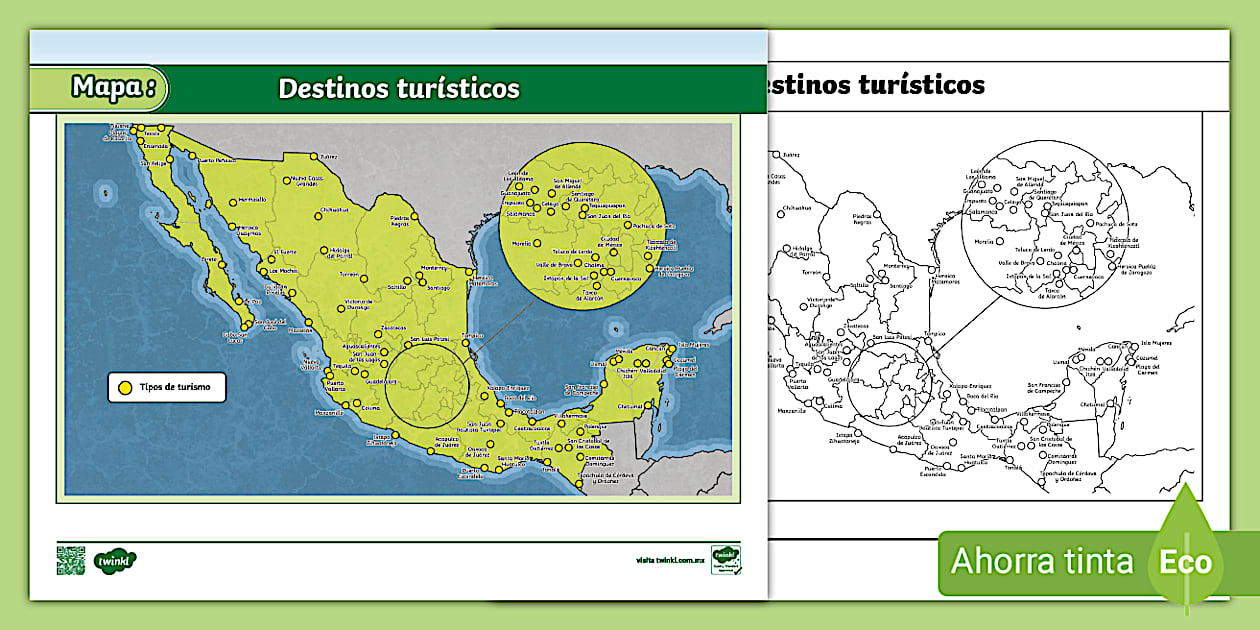 Mapa: Destinos turísticos (teacher made) - Twinkl