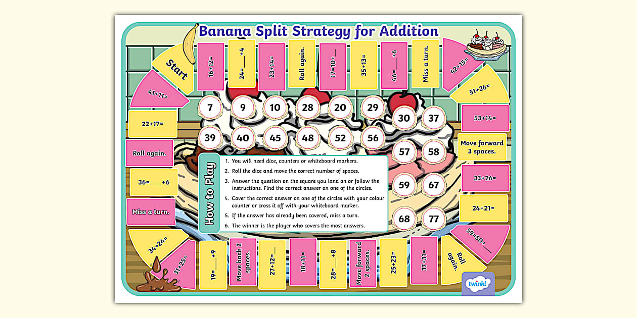Banana Split Strategy for Addition Game Year 2 - Twinkl