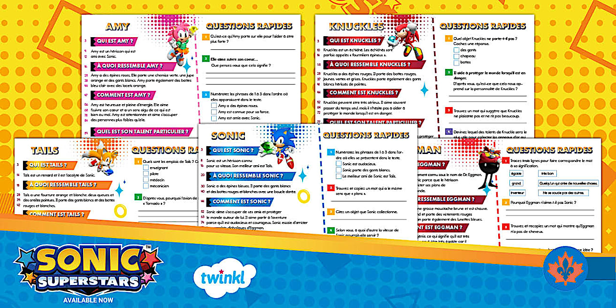 FREE! - Sonic: 60-Second Reads - Character Fact Files Activity Pack ...