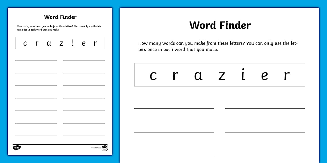 Making Words from Crazier Activity