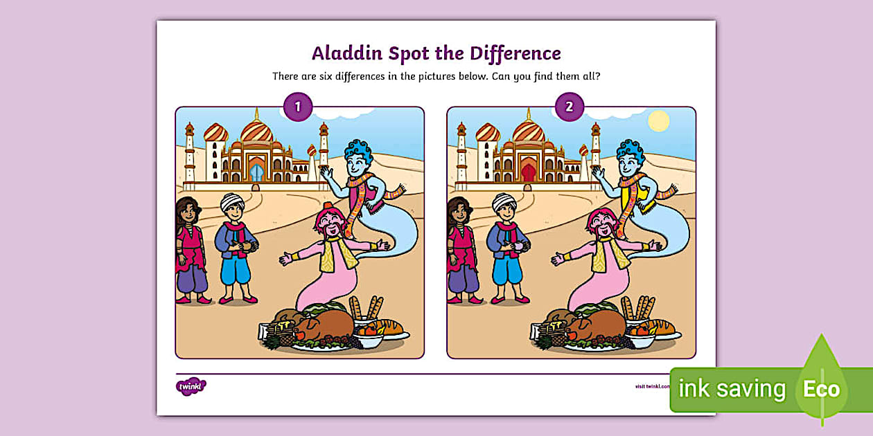 Aladdin Spot the Difference Activity (Hecho por educadores)