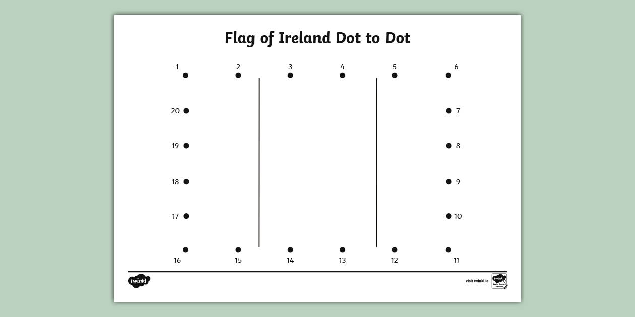 Flag of Ireland Dot to Dot Worksheet (teacher made) - Twinkl