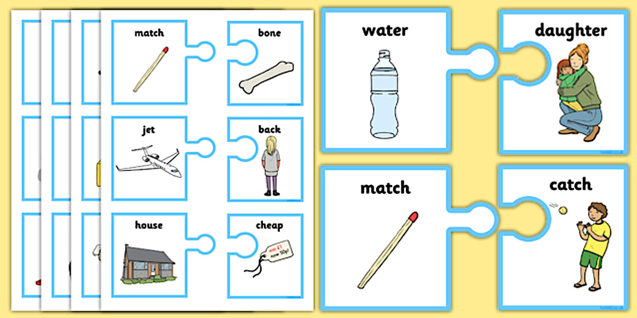 Rhyming Words On Matching Jigsaw Pieces - Twinkl