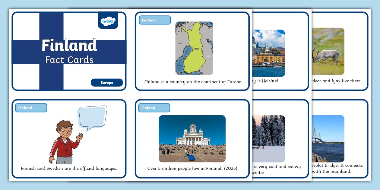 KS1 Finland Fact Cards (öğretmen yaptı) - Twinkl