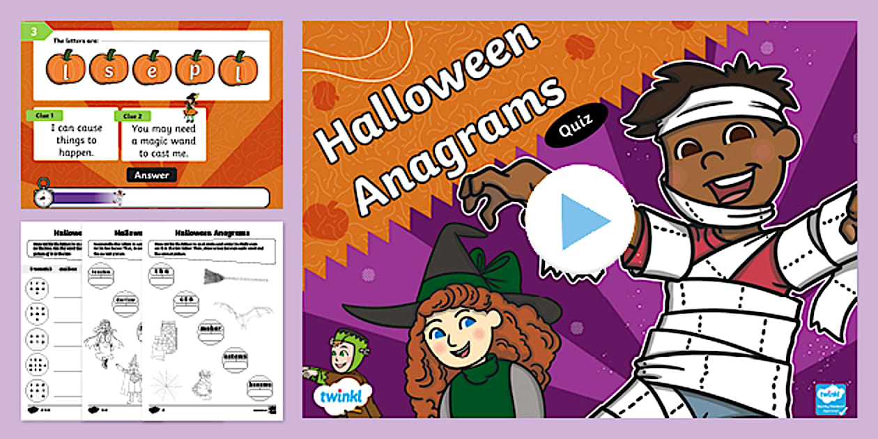 KS1 Halloween Anagrams Quiz Activity Pack - Twinkl