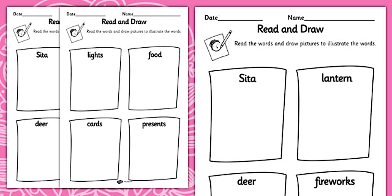 Diwali Read and Draw Worksheet (teacher made) - Twinkl