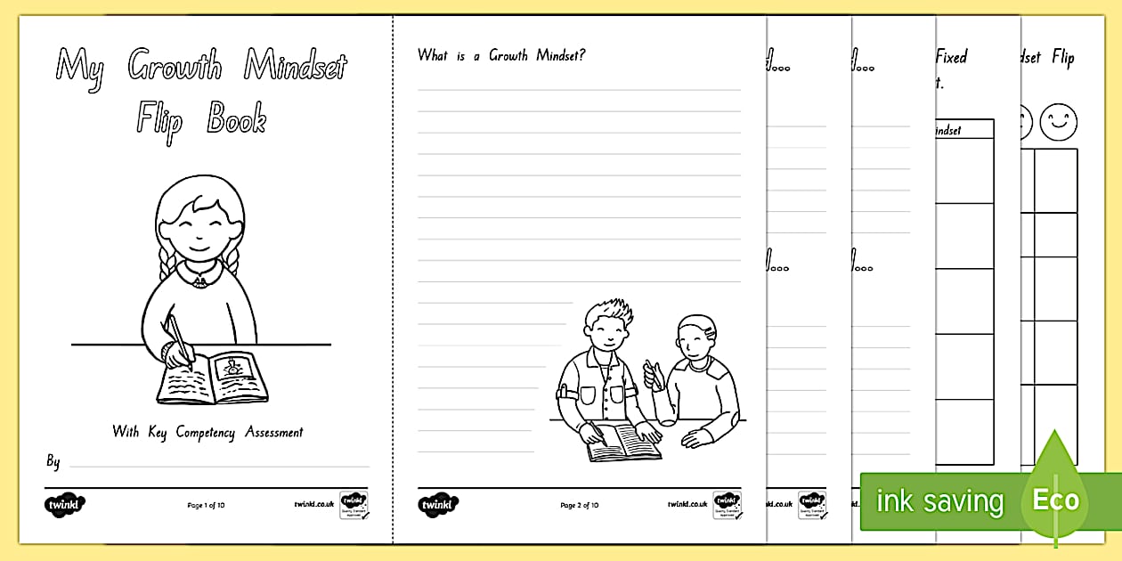 Growth Mindset with Key Competencies Flip Book Activity