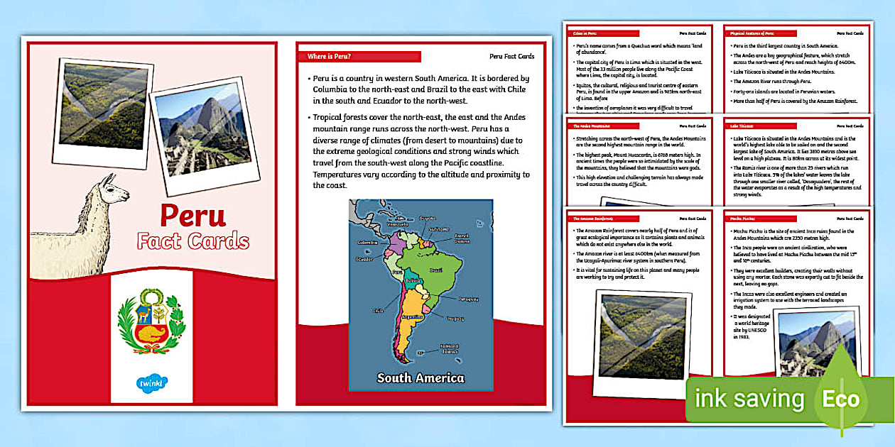 Editable KS2 Peru Fact Cards - Twinkl