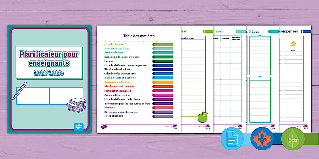 Editable Primary Teacher Planner 2023-2024 French