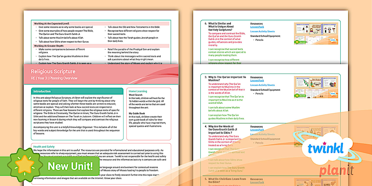 RE: Religious Scripture: Year 3 Unit Overview - Twinkl