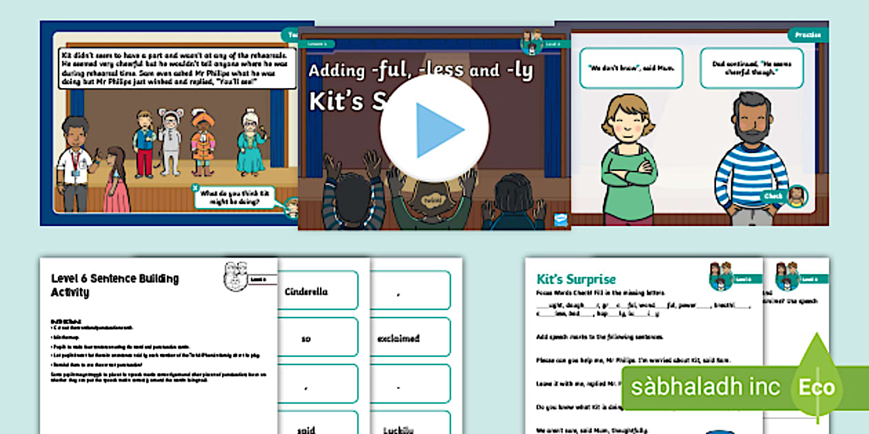 Adding -ful, -less and -ly Lesson Pack (teacher made)