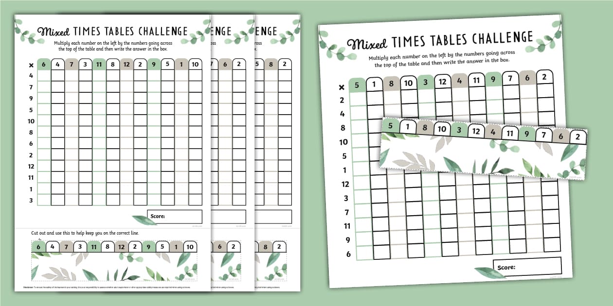 👉 Botanical-Themed Mixed Times Tables Challenge | Maths | KS2