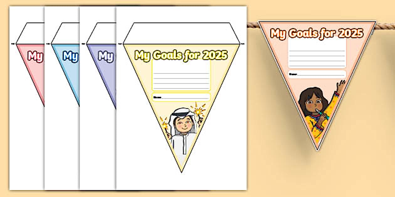 New Year Goal Setting | My Goals for 2025 | Twinkl | Bunting