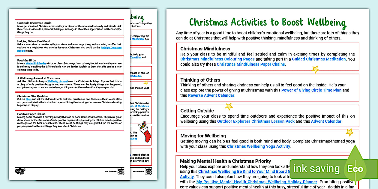 Christmas Mental Health Activities (teacher made) - Twinkl