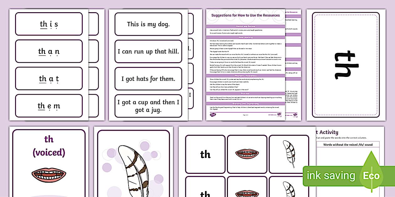 Consonant Digraphs Pack Voiced /th/ (teacher made) - Twinkl