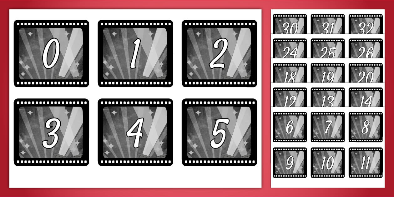 Old Hollywood Themed Square Number Cards (teacher made)