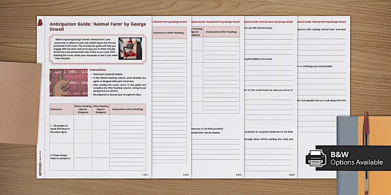 Anticipation Guide: 'Animal Farm' by George Orwell