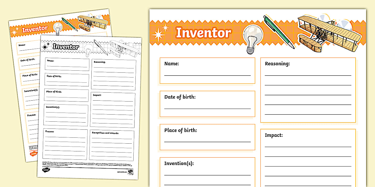 Inventor Fact File Template (teacher made) - Twinkl