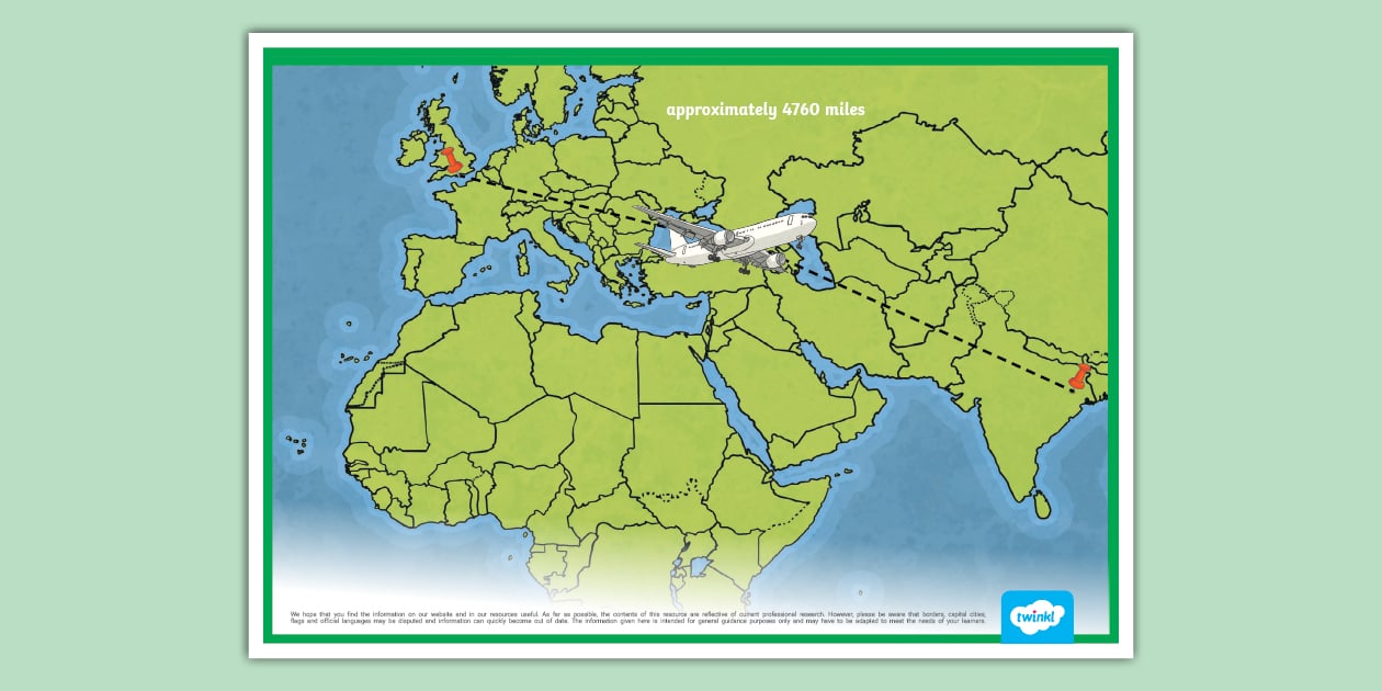 UK to India Distance Display Poster