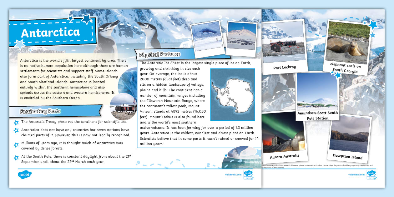 KS2 Antarctica Fact File (professor feito) - Twinkl