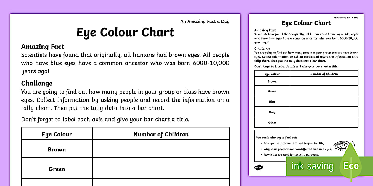 Eye Colour Chart Worksheet / Worksheet (teacher made)
