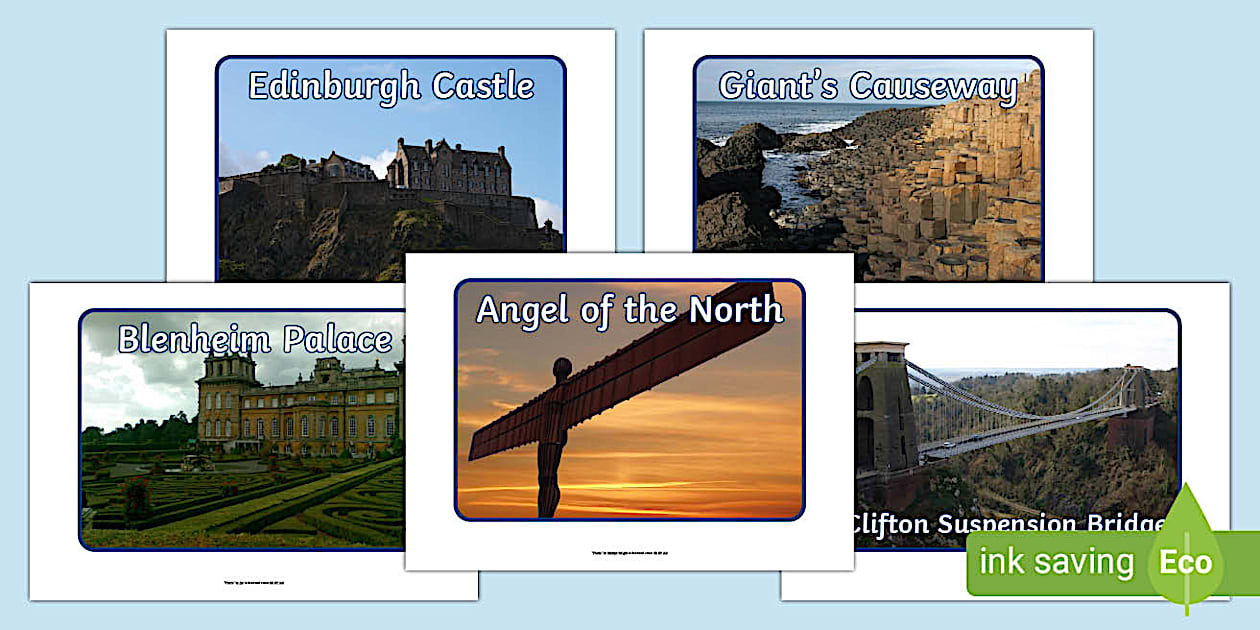 Cursive Landmarks of The United Kingdom Display Photos