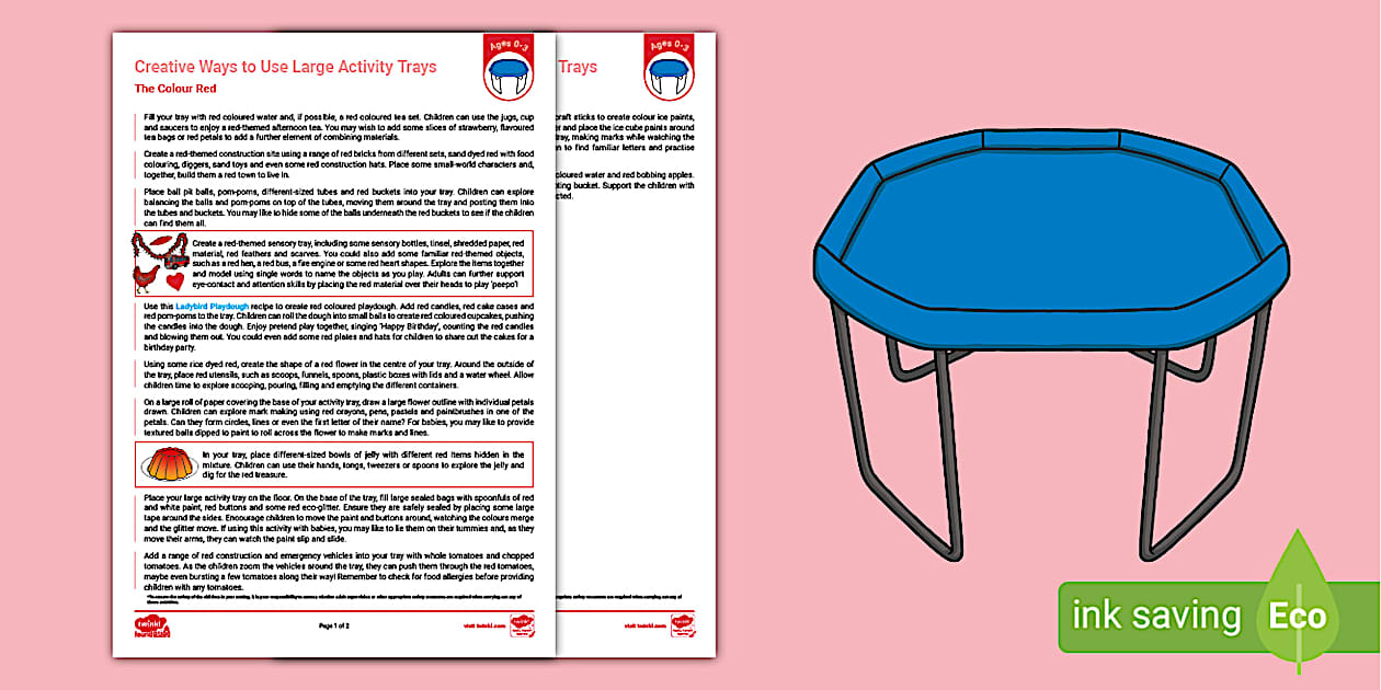 EYFS Ages 0-3 Large Activity Trays: The Colour Red - Twinkl