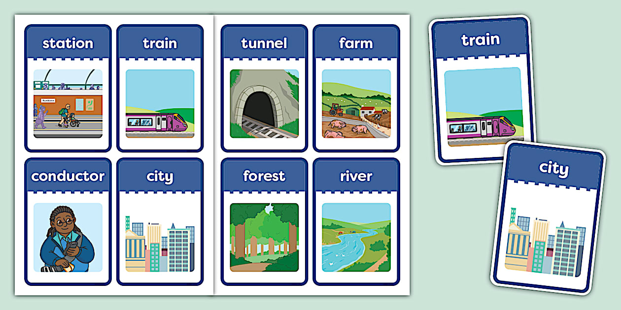 Originals First Words Flashcards: Train Journey - Twinkl