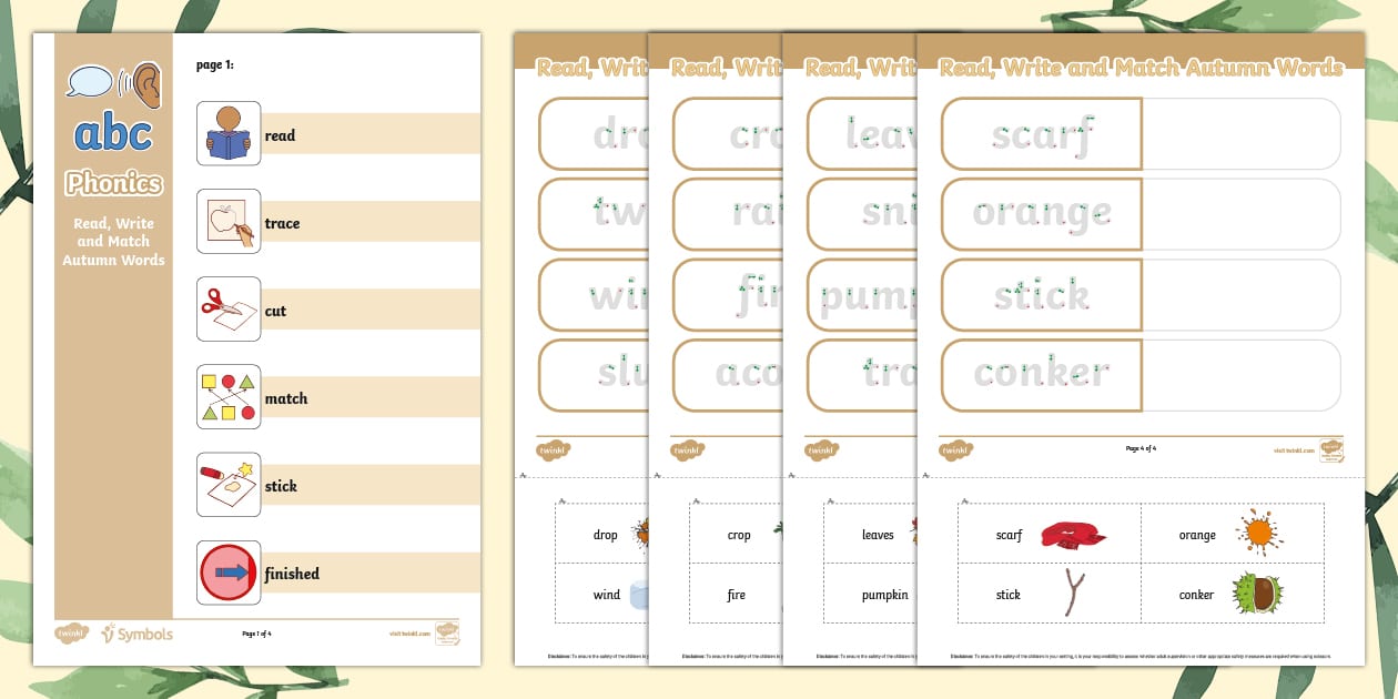 SEND Structured Steps Read, Write and Match Autumn Words