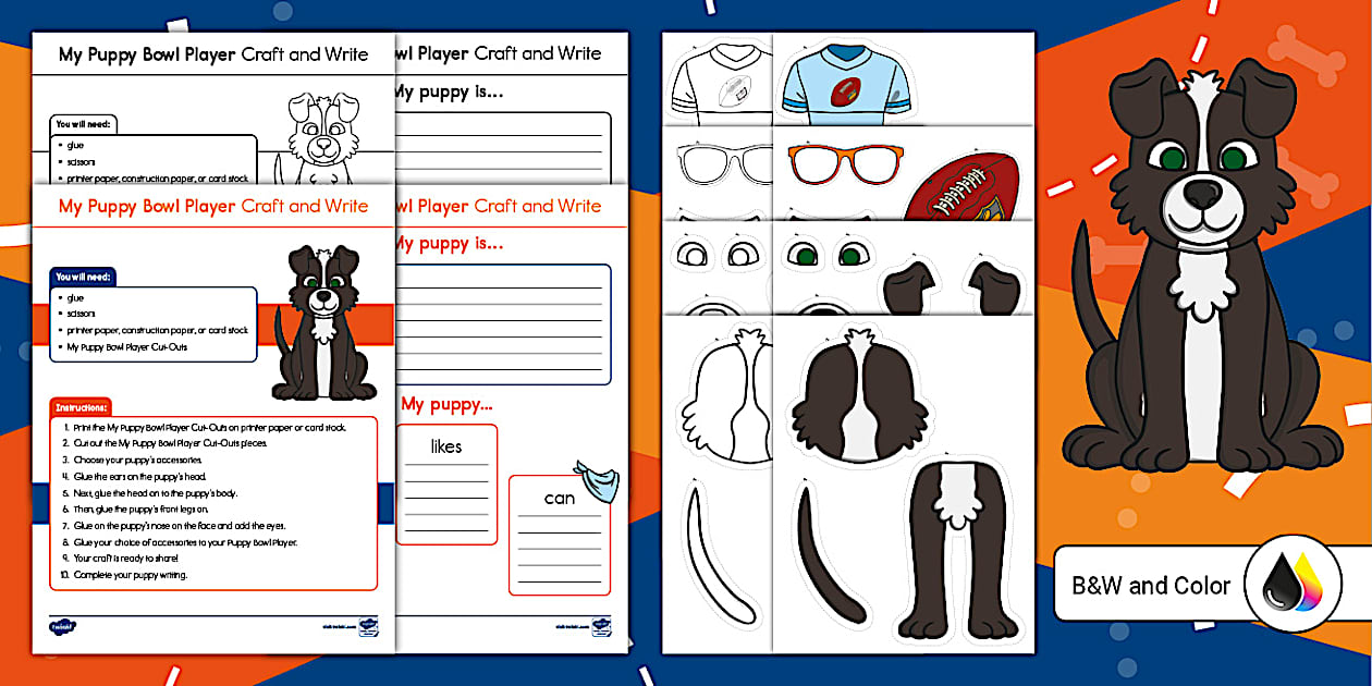 Puppy Bowl Craft and Write Activity | Kindergarten Resource