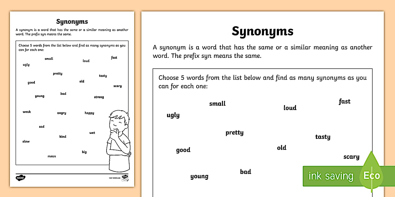 Editable Synonyms Worksheet (teacher made) - Twinkl