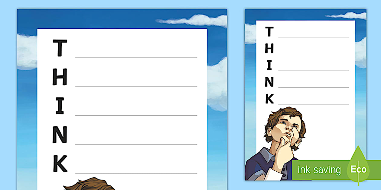 Think Acrostic Poem (teacher made) - Twinkl