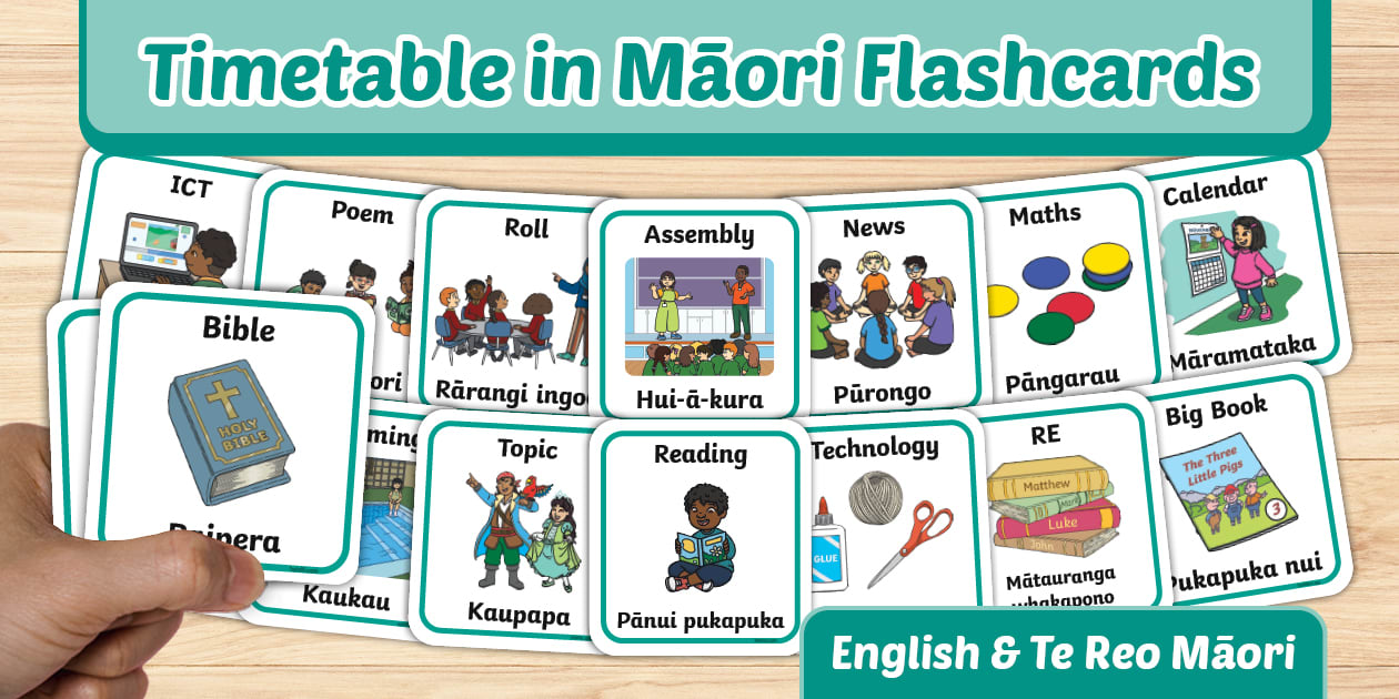 Timetable in Māori Flashcards: English / Te Reo For Kids